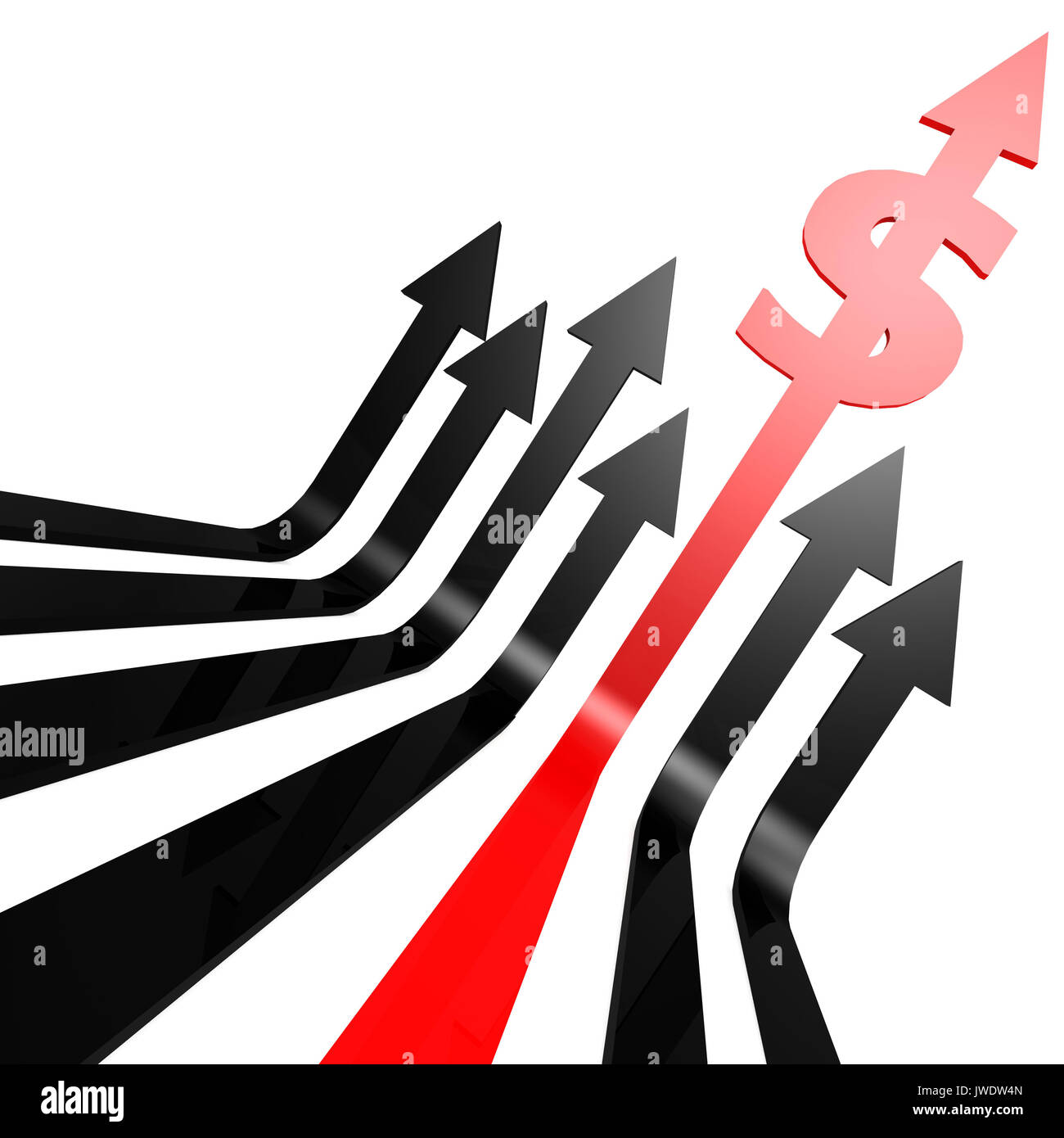 Red dollar sign on the arrow image with hi-res rendered artwork that ...