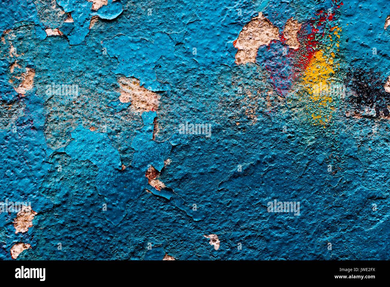 Texture of blue paint with elements of another paint. Very pleasant ...
