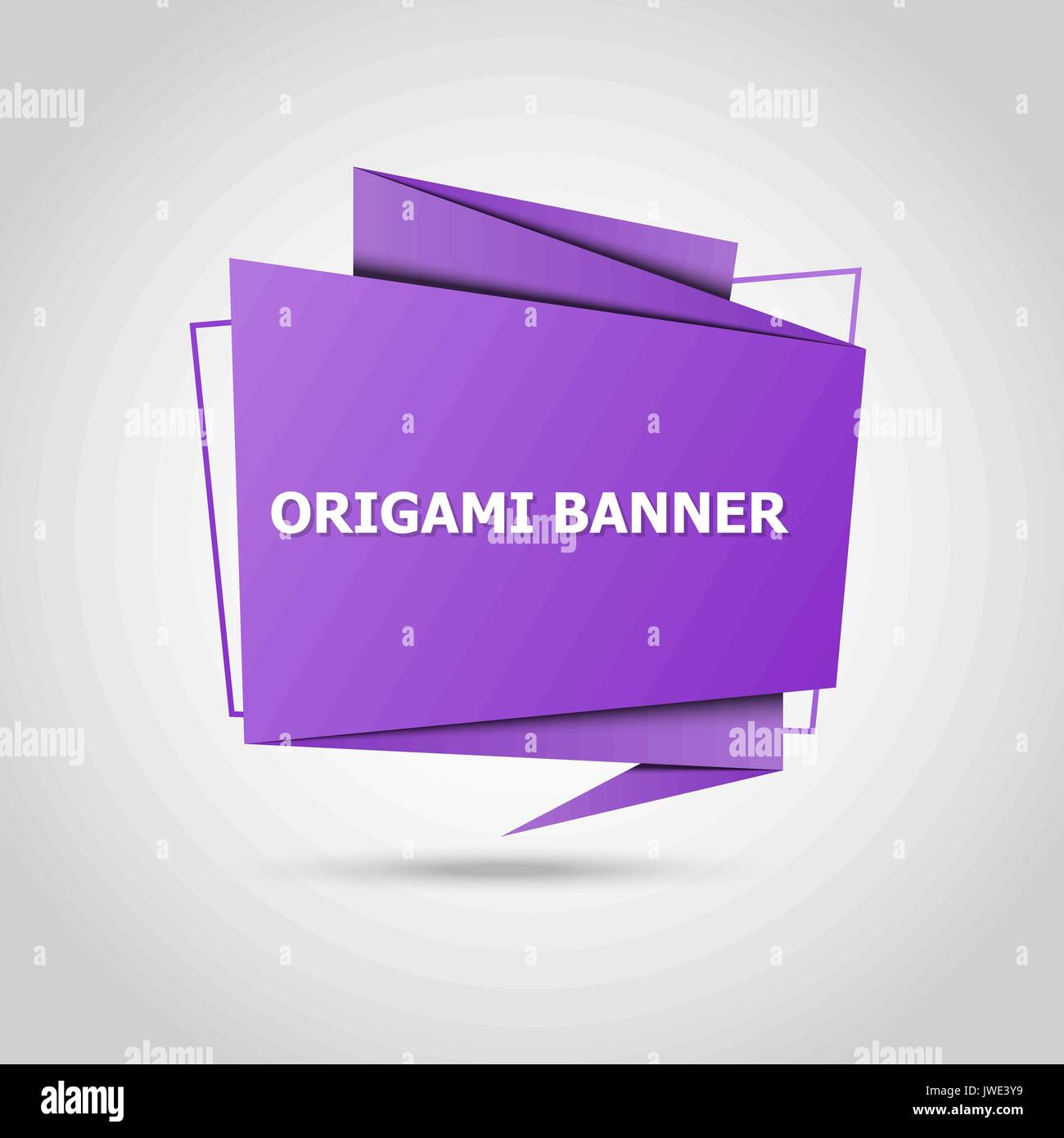 Purple origami speech bubble background and place for message sign ...