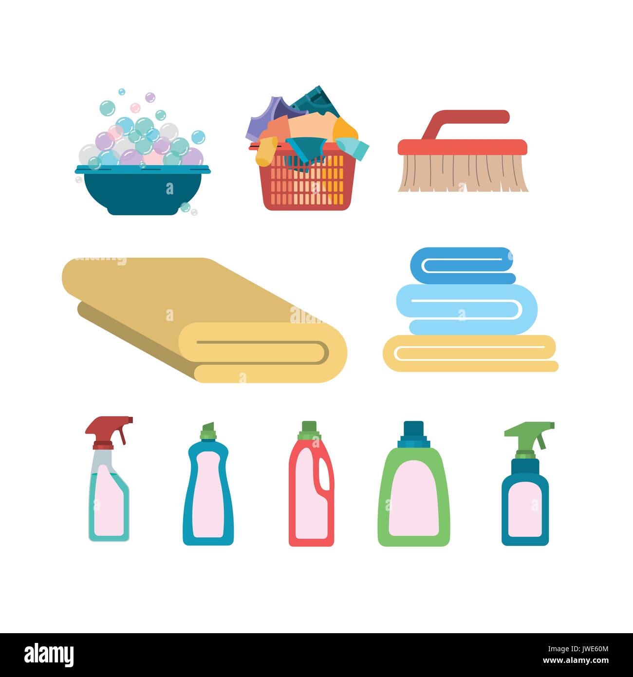white background of colorful set elements of laundry and cleaning items Stock Vector Image & Art ...