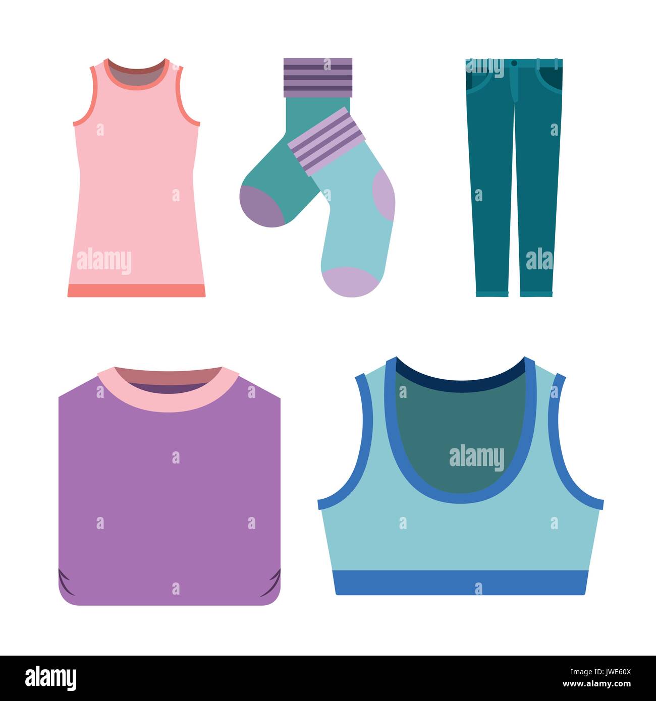 white background of colorful set elements clothes for woman Stock ...