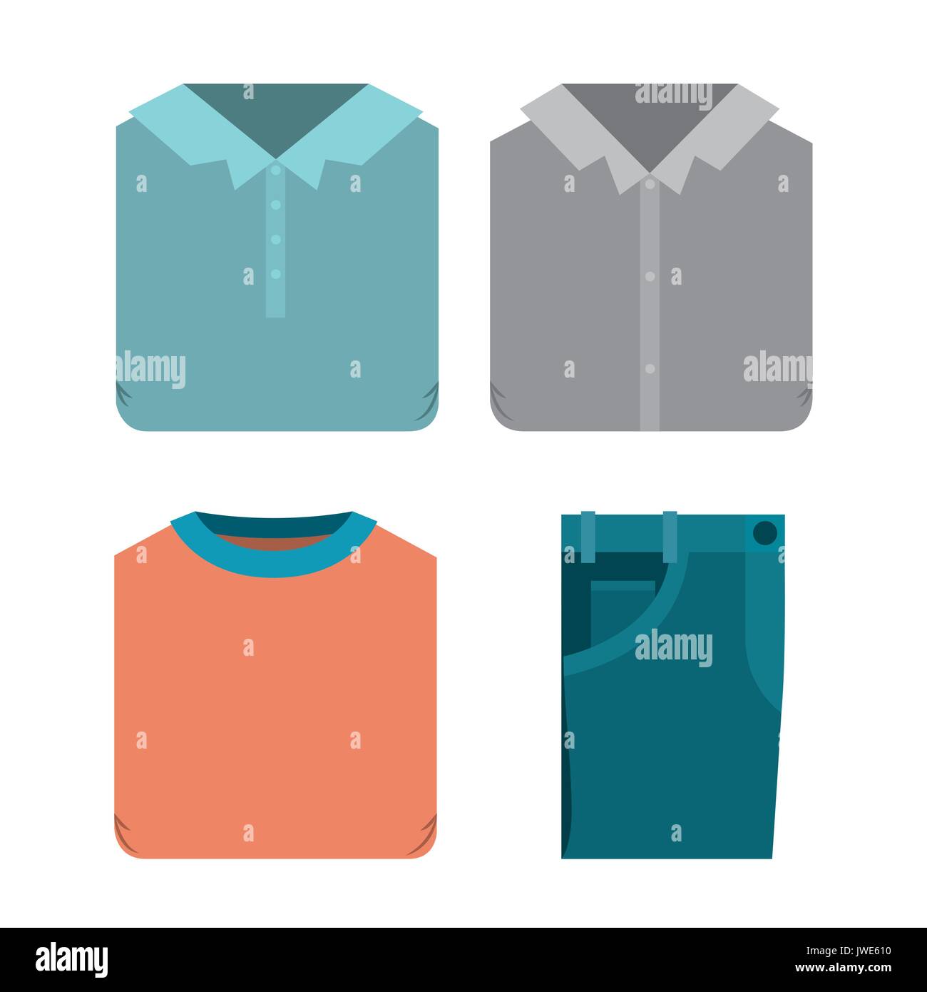 white background of colorful set elements folded clothes Stock Vector ...