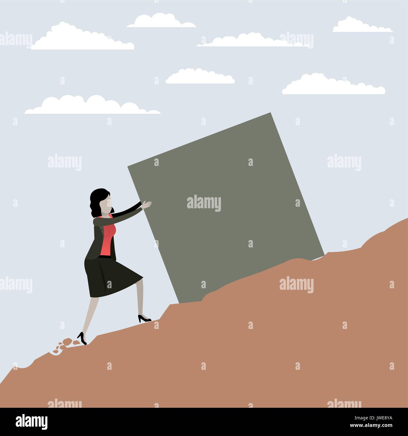 Pushing rock Stock Vector Images - Alamy