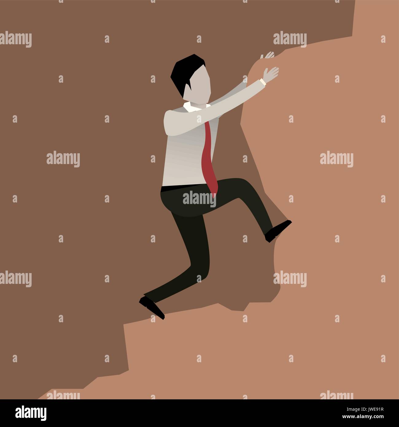 color scene rock with businessman trying to climb a stone Stock Vector ...