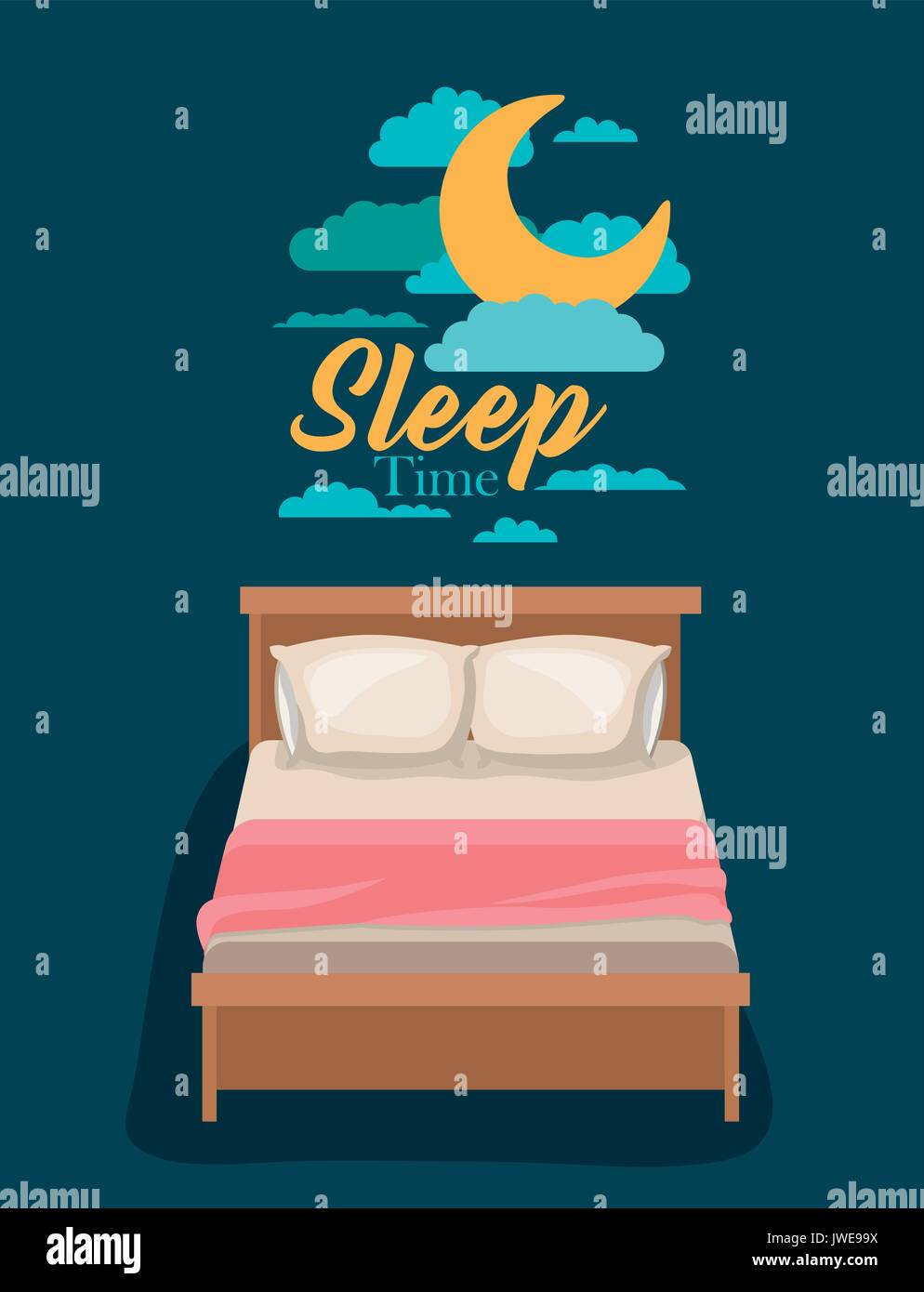 color poster scene night landscape of bed sleep time Stock Vector Image ...