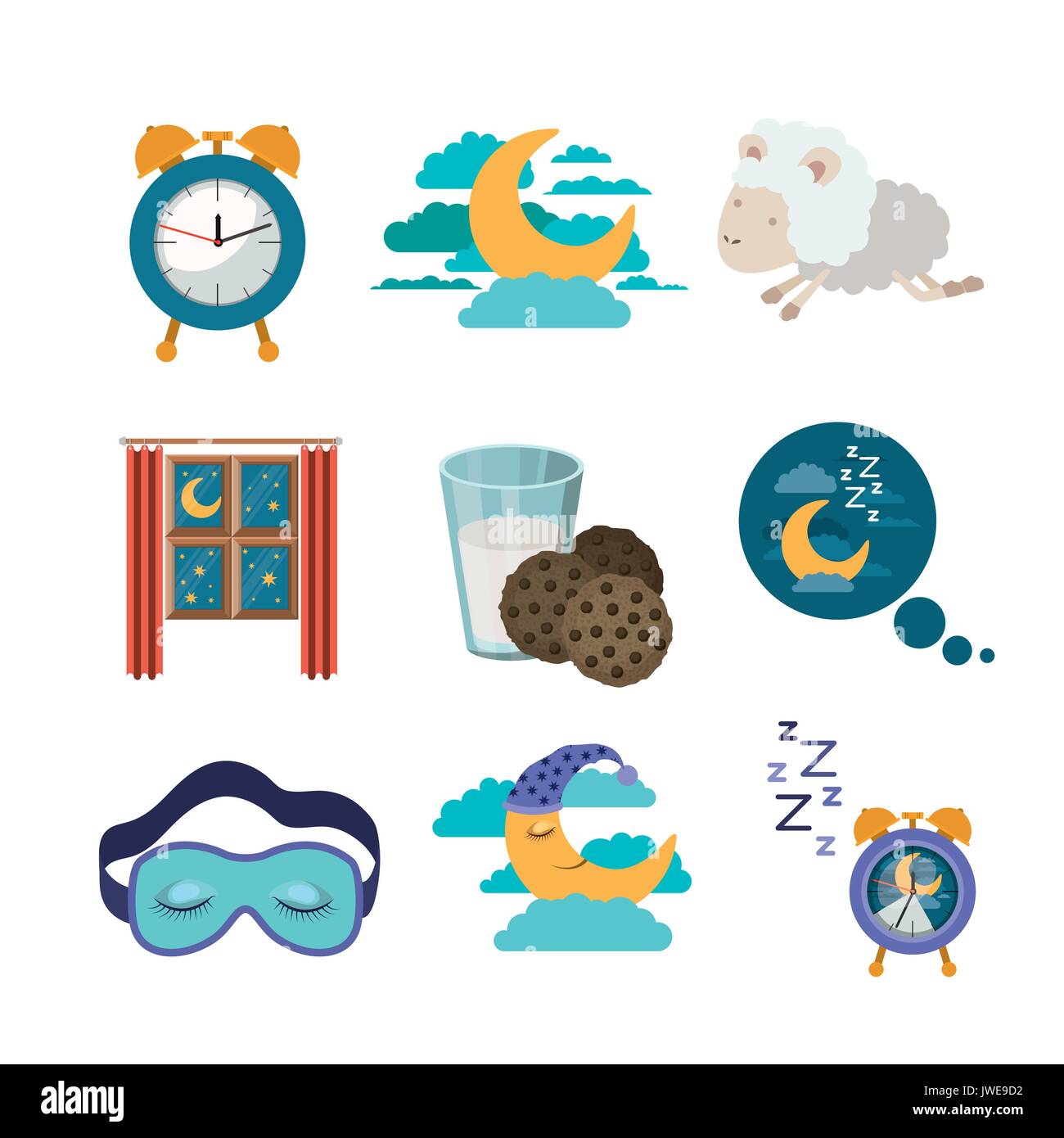 white background with colorful elements sleep time Stock Vector Image ...