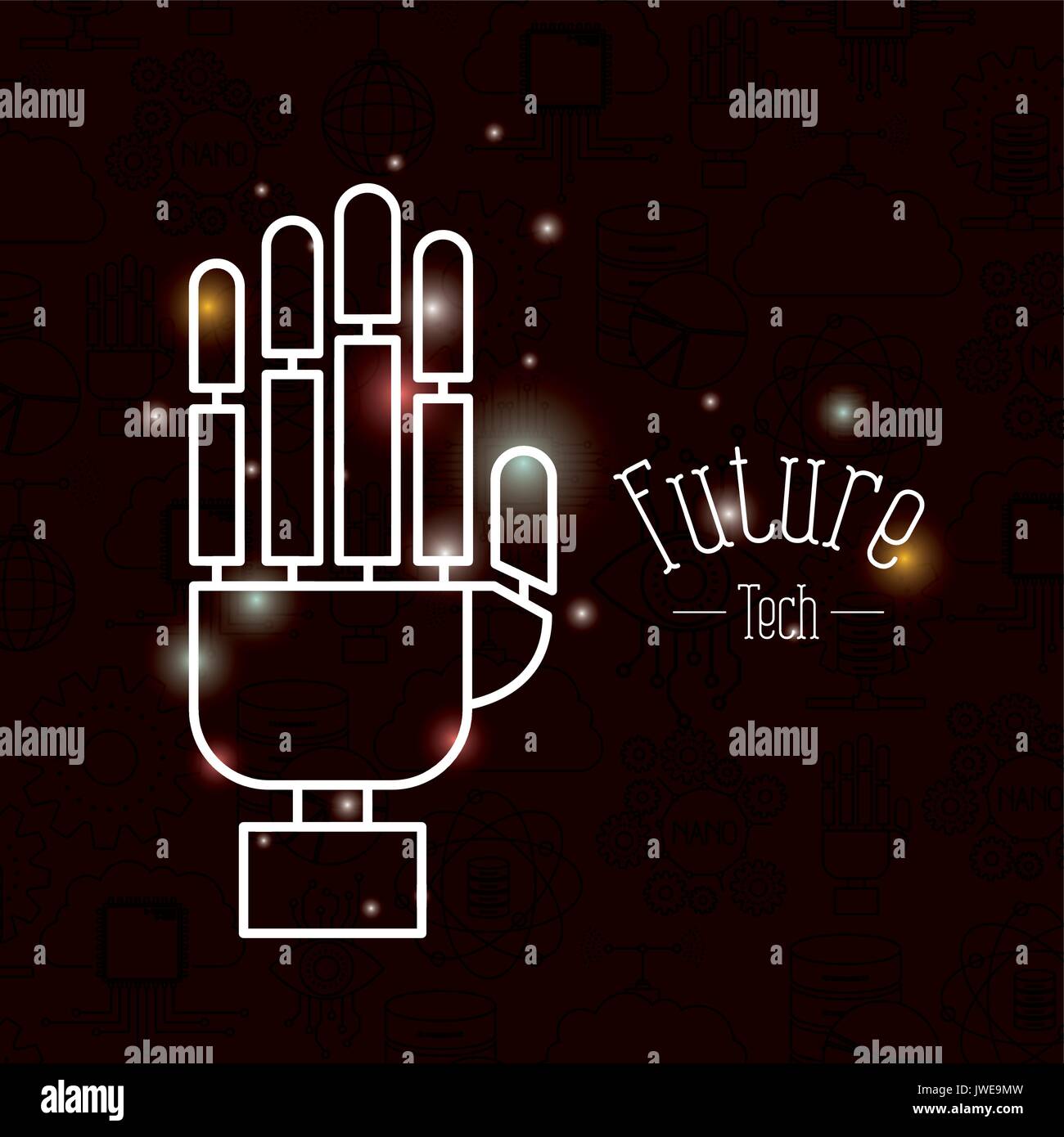 color dark brown background with brightness of silhouette robotic hand ...