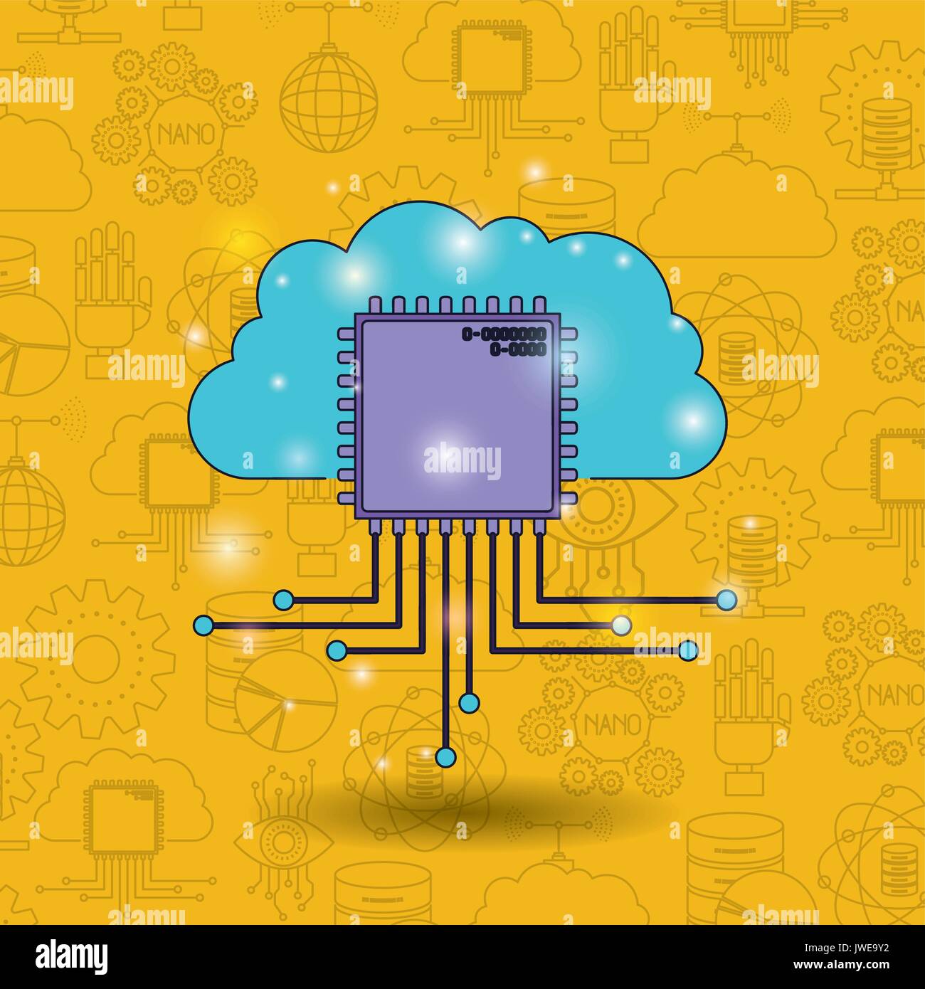 color pattern background of future tech with cloud connected to circuit ...