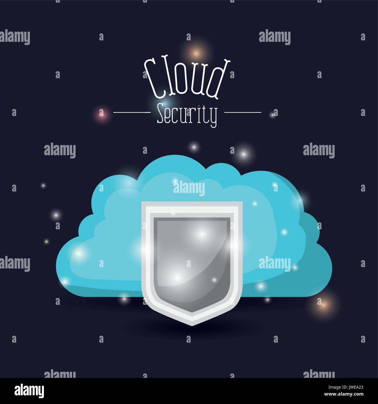 color dark blue background with brightness of colorful cloud security ...