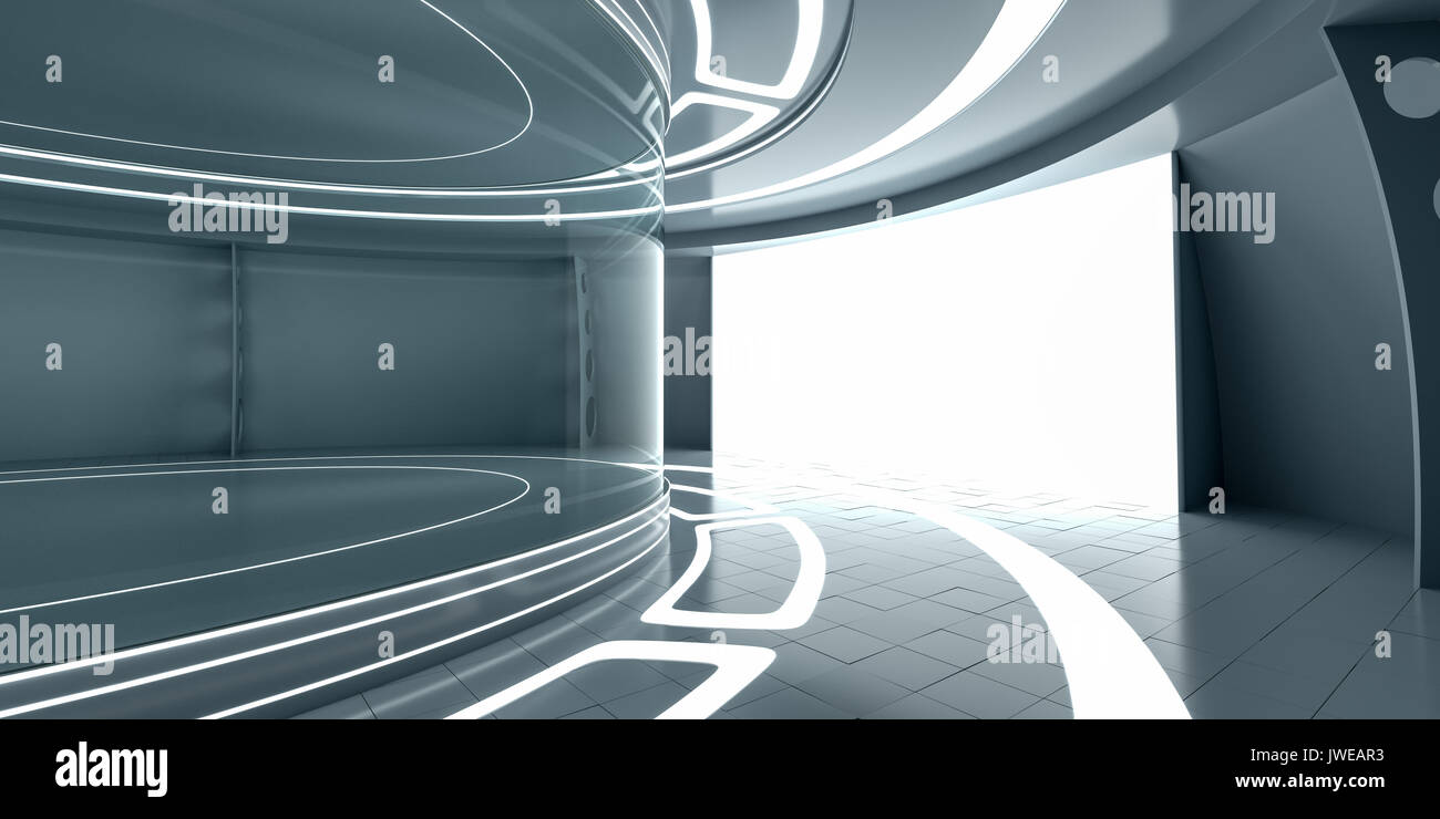 Abstract futuristic interior with glowing panel Stock Photo - Alamy