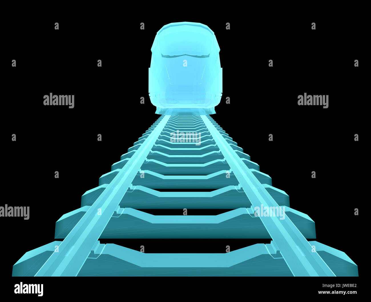 Glow blue high-speed train Stock Photo - Alamy