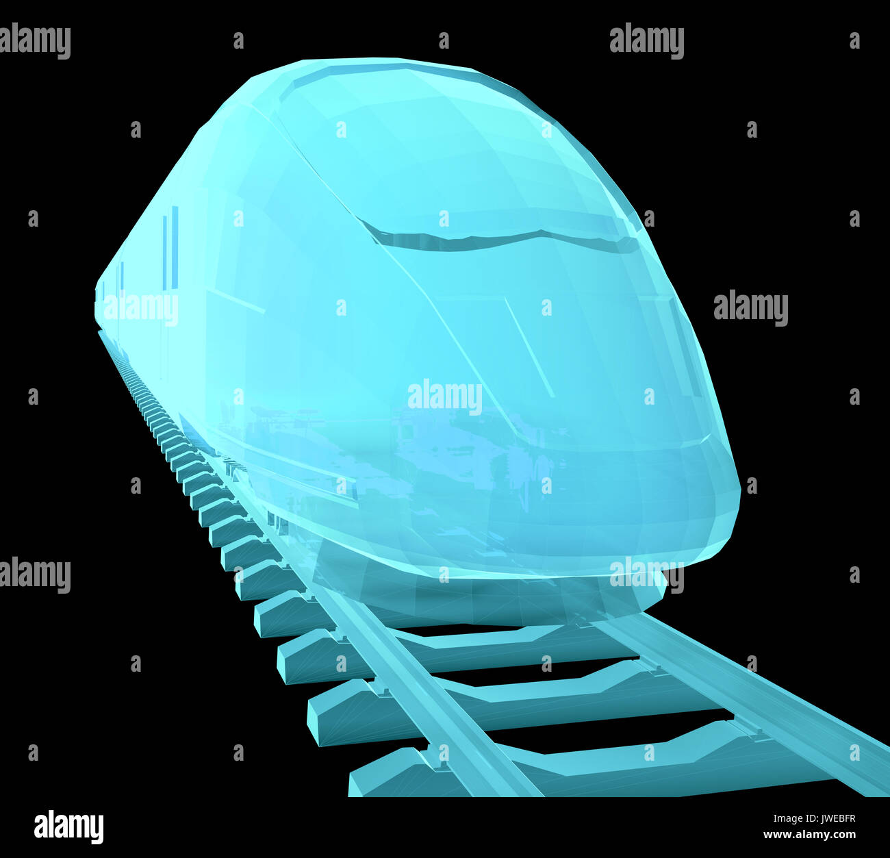 Glow blue high-speed train Stock Photo - Alamy