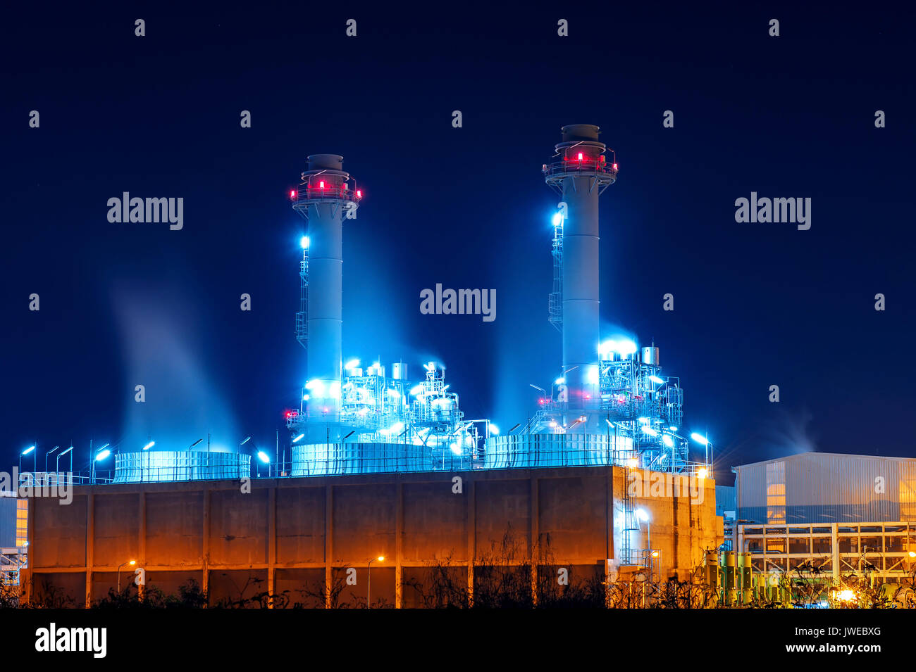 Power plant at night Stock Photo - Alamy