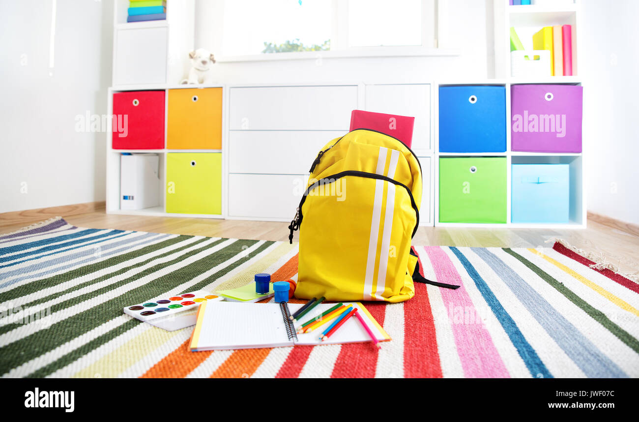 Colourful children rooom with white walls and furniture Stock Photo - Alamy