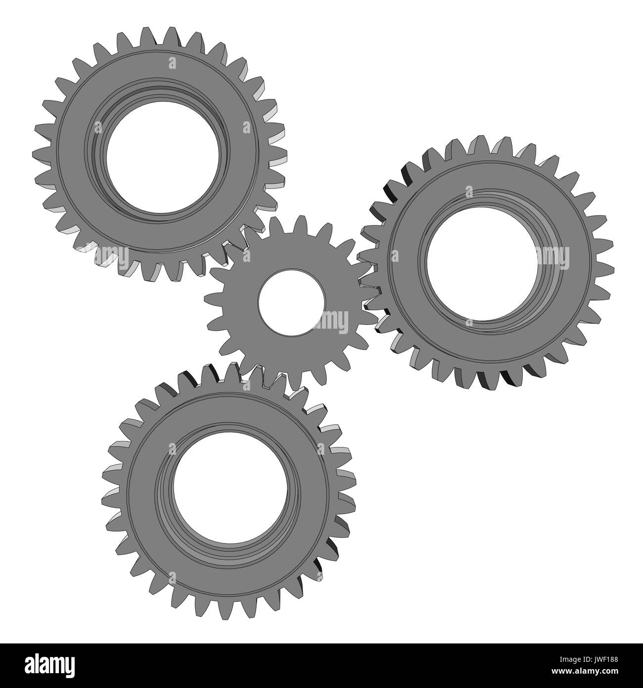 Vector illustration of three metal gears Stock Vector Image & Art - Alamy