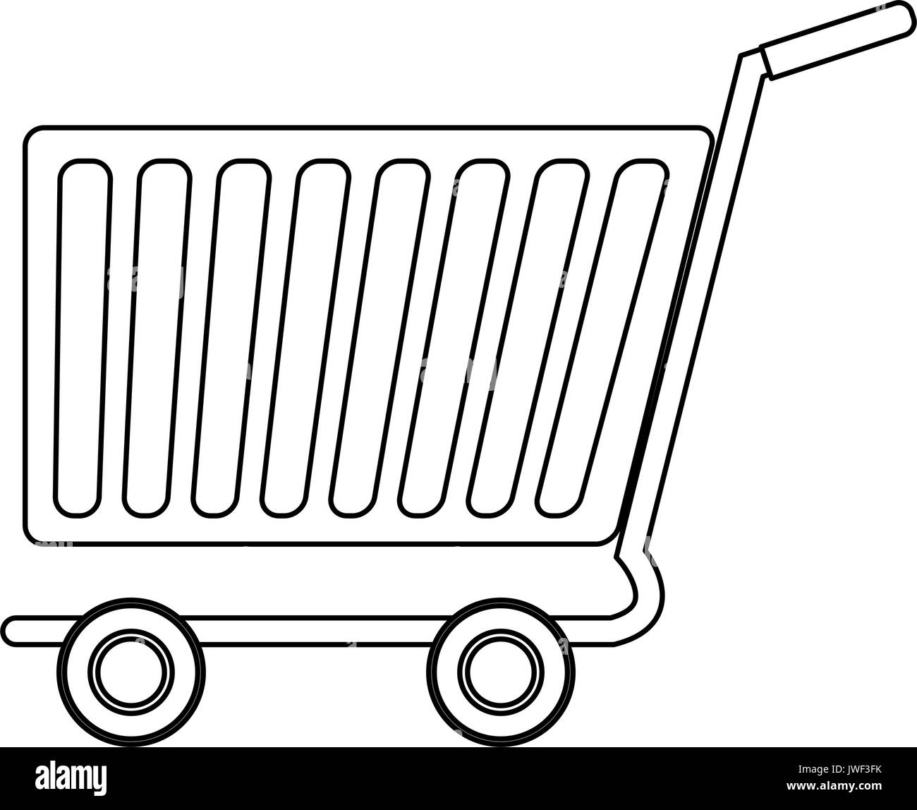 shopping cart of side view empty supermarket e commerce Stock Vector ...