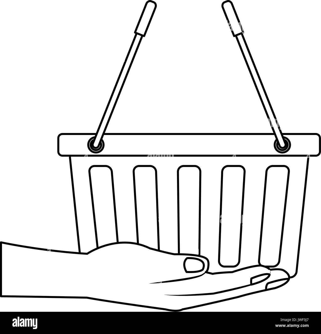 hand holding shopping basket market Stock Vector Image & Art - Alamy