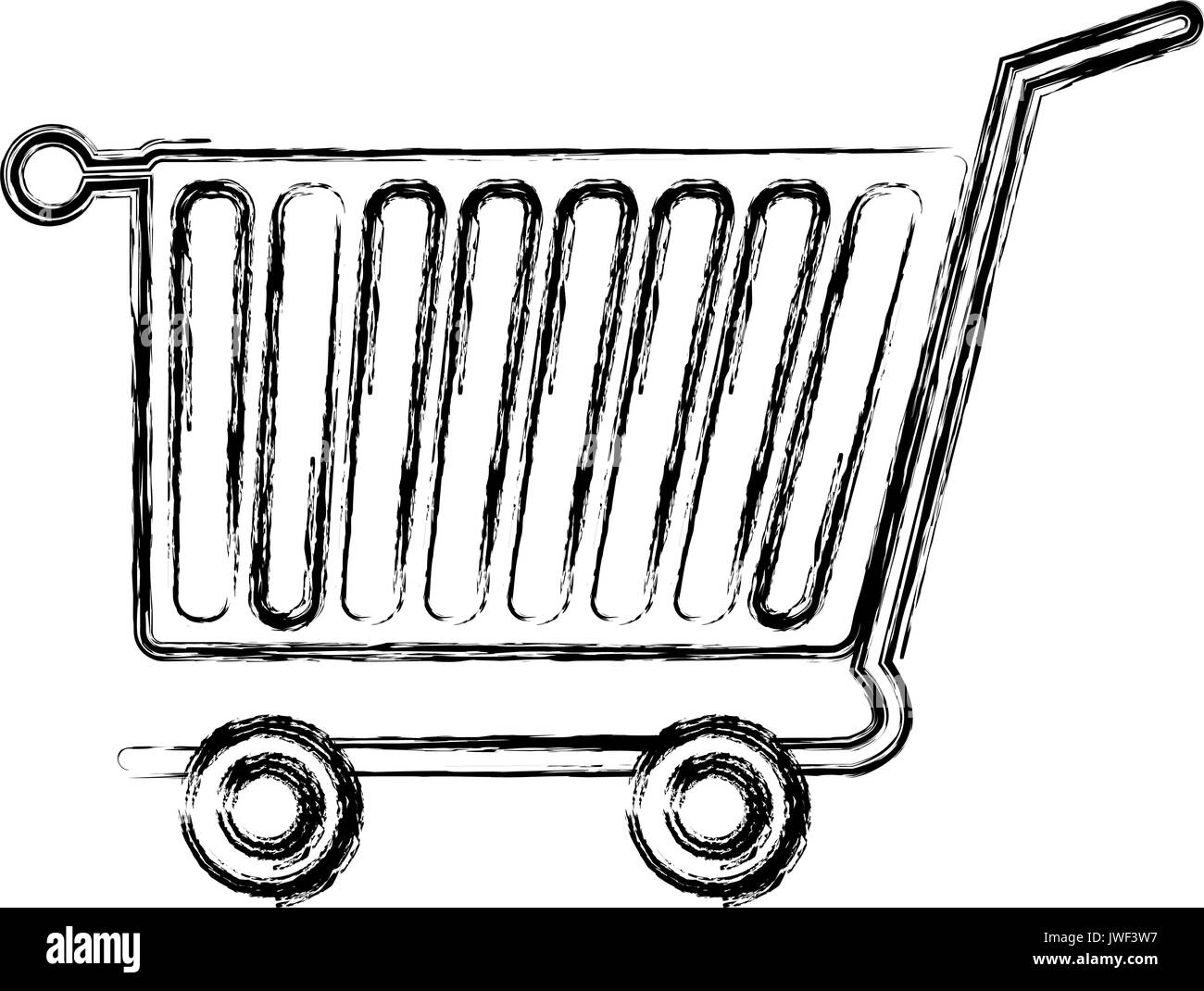 shopping cart of side view empty supermarket e commerce Stock Vector ...