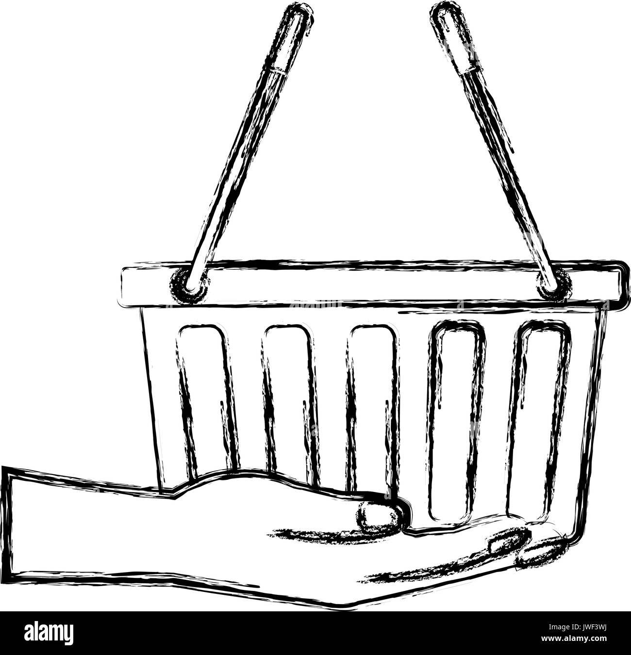 hand holding shopping basket market Stock Vector Image & Art - Alamy