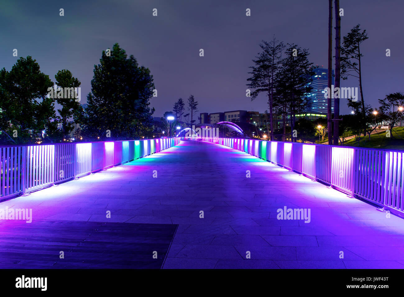 Colorful Bridge and cityscape at night in Korea Stock Photo - Alamy