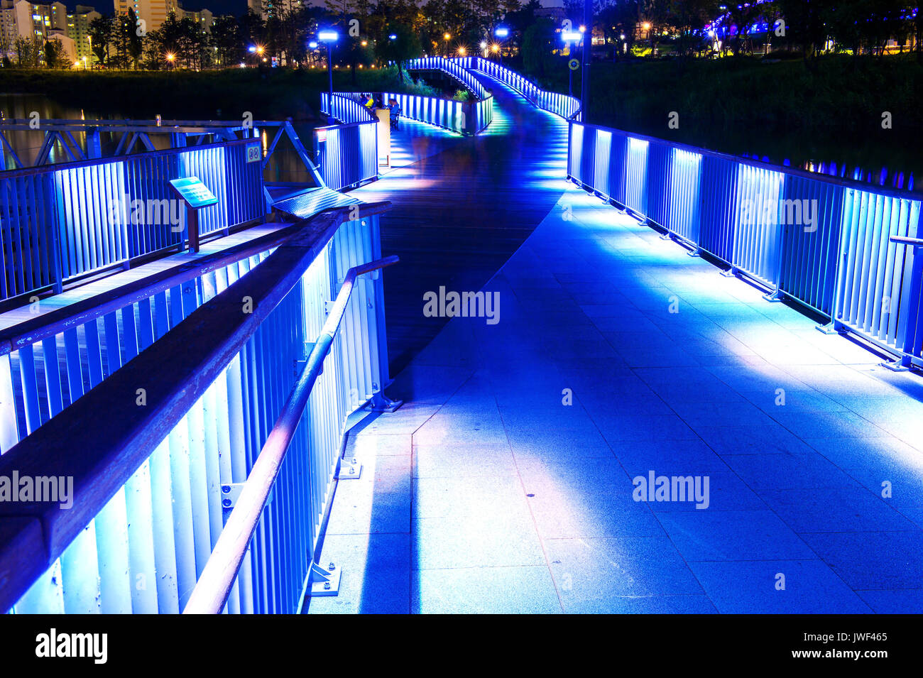 Colorful Bridge and cityscape at night in Korea Stock Photo - Alamy