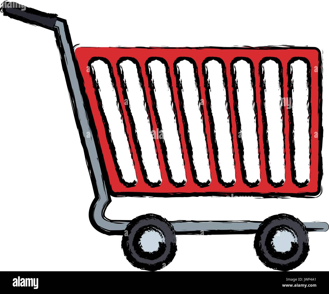shopping cart of side view empty supermarket e commerce Stock Vector ...