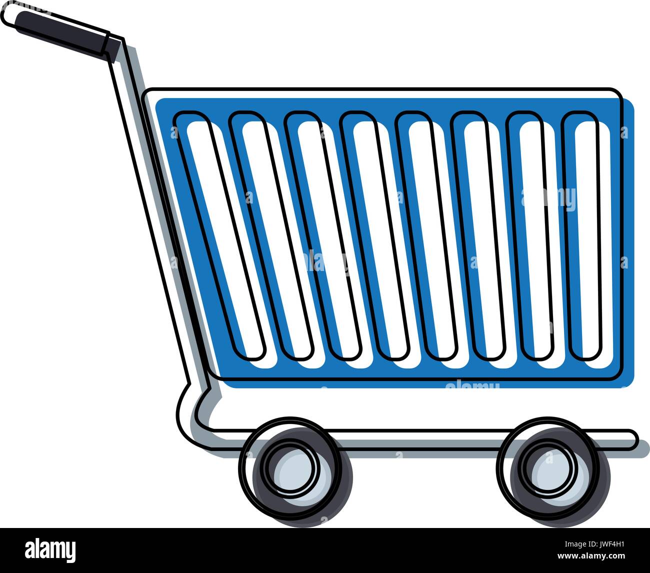 shopping cart of side view empty supermarket e commerce Stock Vector ...