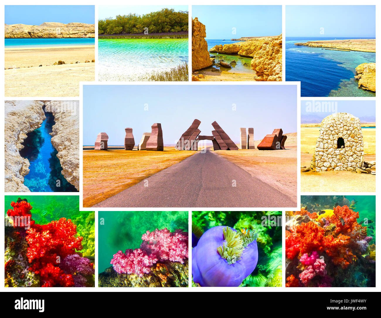 The collage from images of Ras Muhammad National Park, Egypt Stock ...