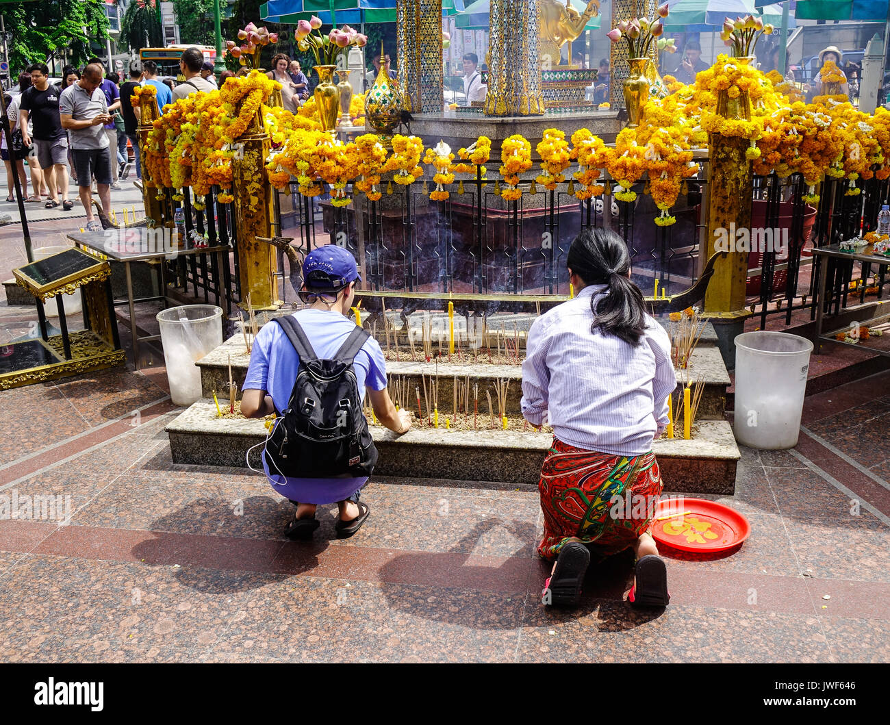 Bangkok, Thailand - Jun 20, 2017. People praying at Erawan Temple in ...