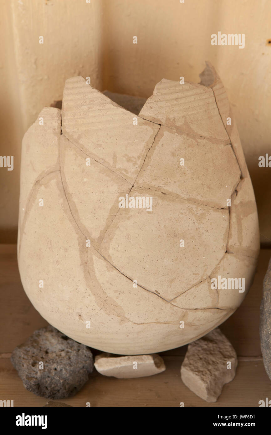 Fragments of pottery archaeology, at an archaeological site in Israel ...