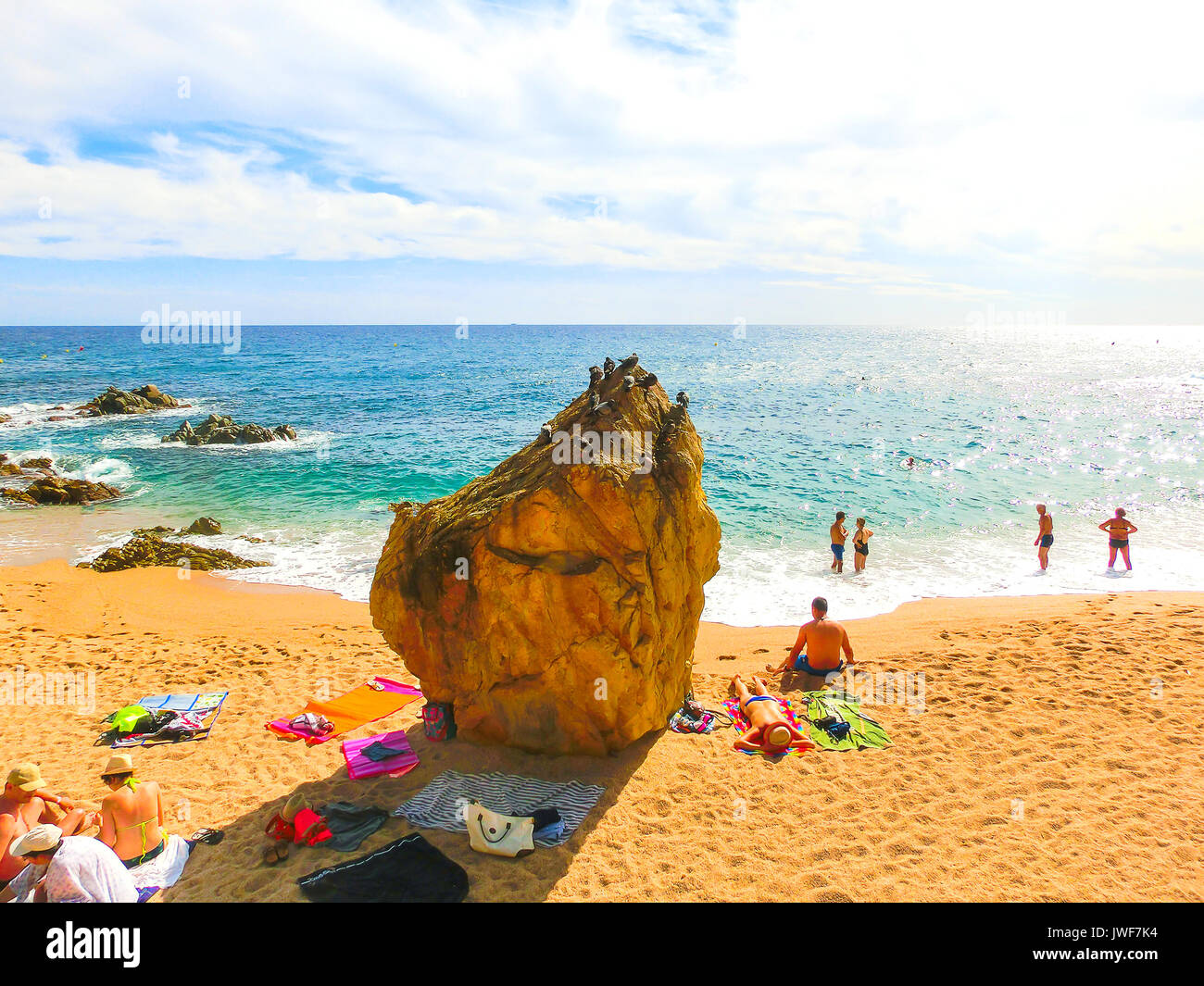 Castell Plaja at Sa Caleta beach in Costa Brava Stock Photo - Alamy