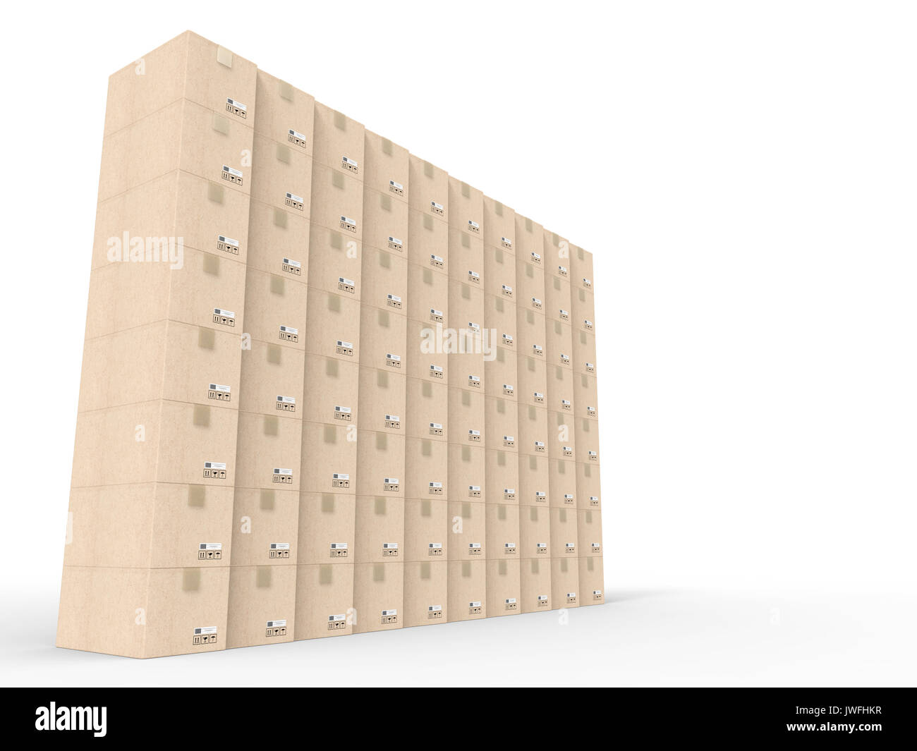 3d rendering stack of carton boxes of carton boxes wall Stock Photo - Alamy