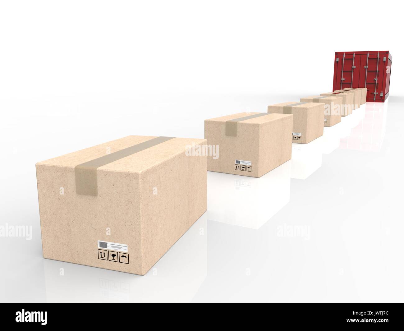 logistic business concept with cardboard boxes and container Stock ...