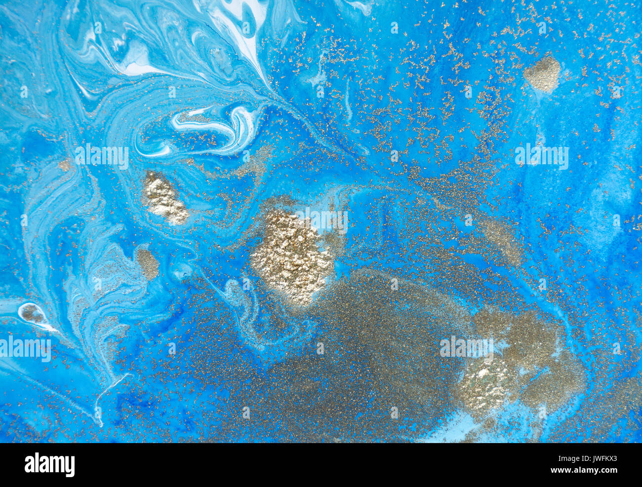 Marbled blue and golden abstract background. Liquid marble pattern ...