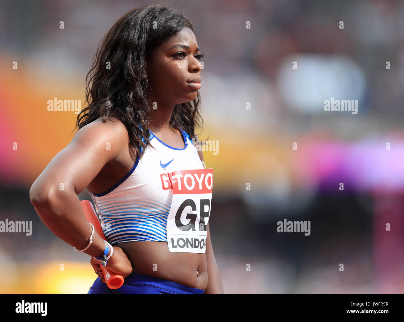 Great Britain's Asha Philip before the Women's 4x100m Relay heat one ...
