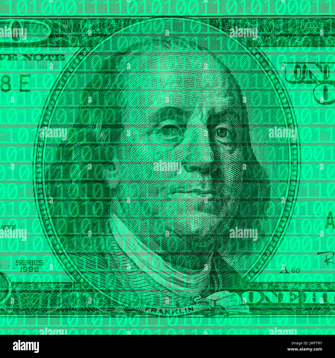 close up shot of dollar bill on binary code background Stock Photo - Alamy
