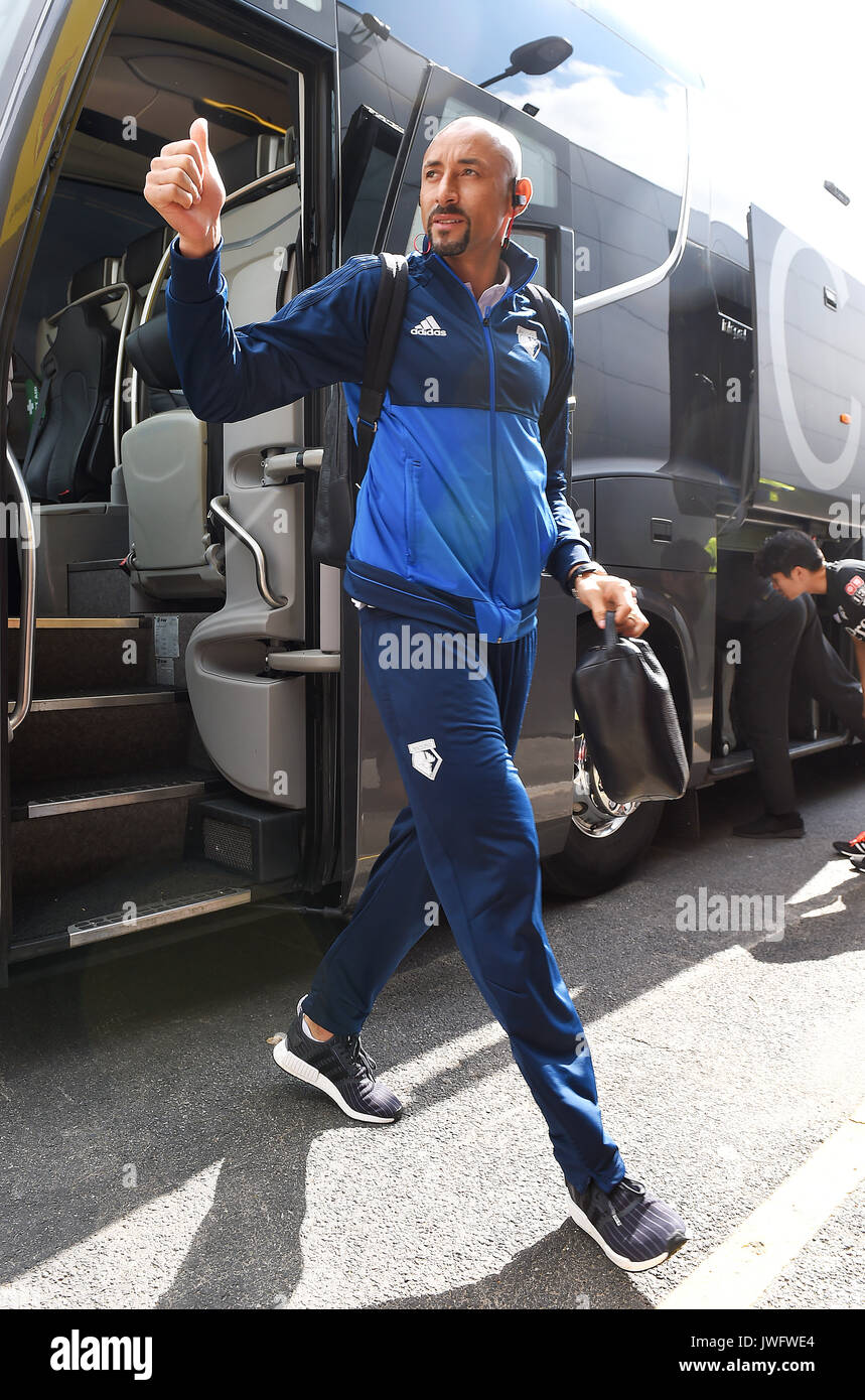 Watford goalkeeper Heurelho Gomes arriving before the Premier League ...