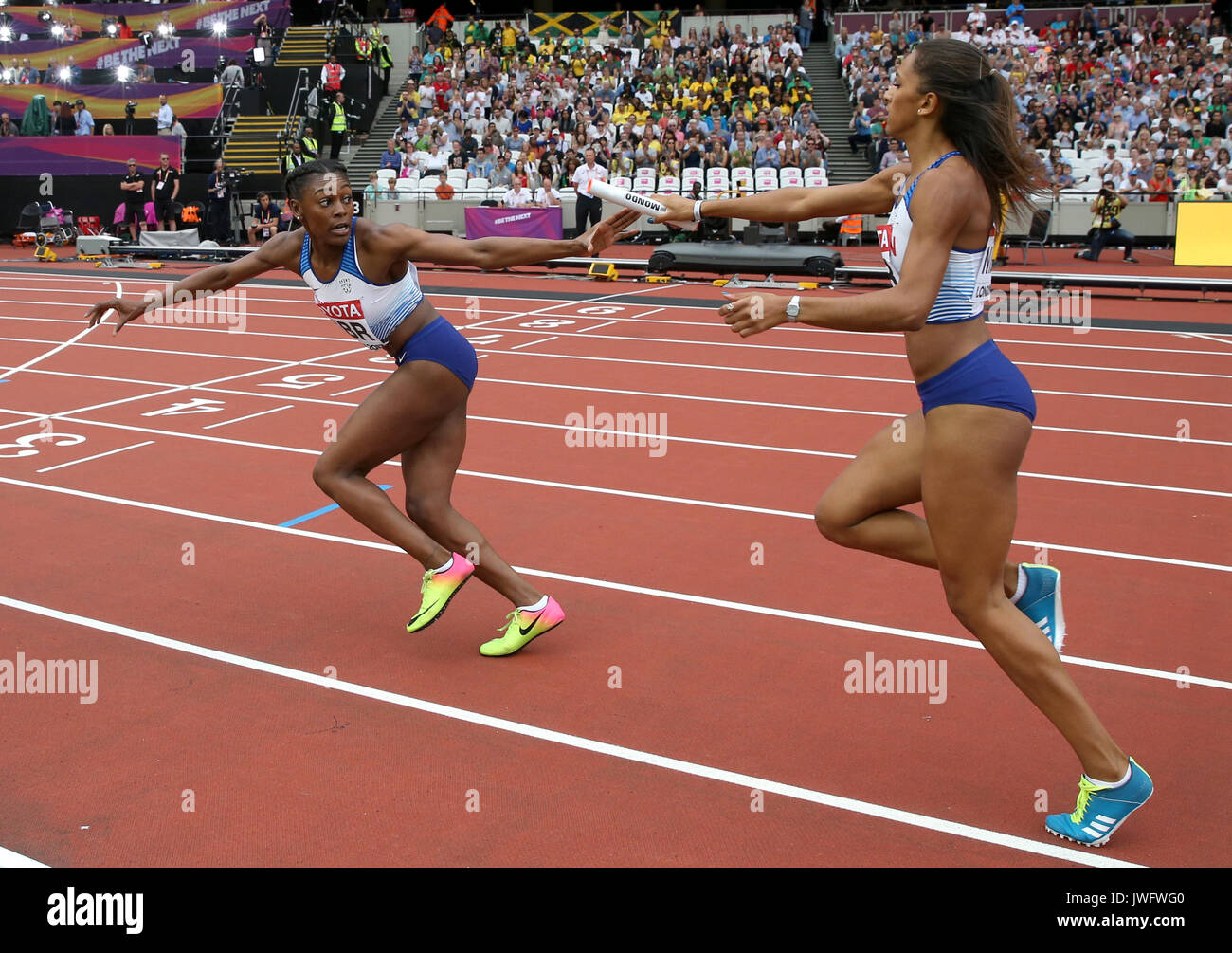 Great britains perri shakes drayton receives baton hi-res stock ...