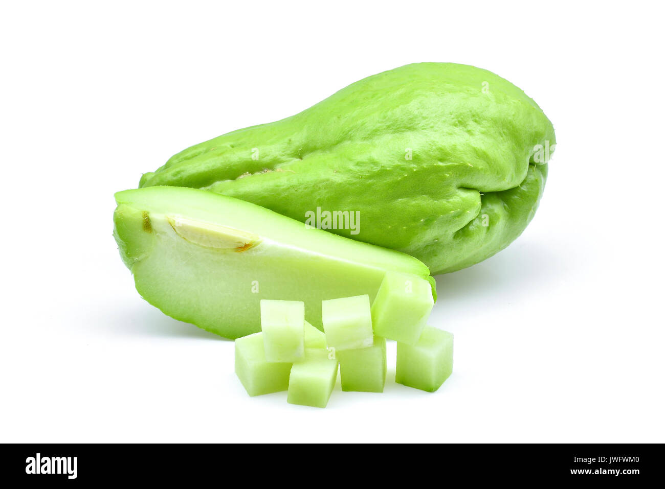 fresh chayote isolated on white background Stock Photo - Alamy
