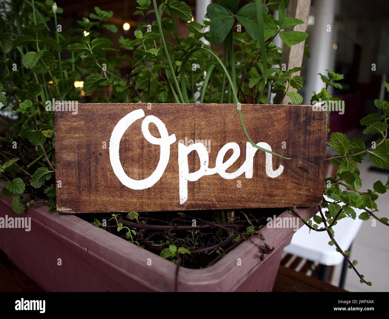 Photo of an Open sign of a store Stock Photo - Alamy