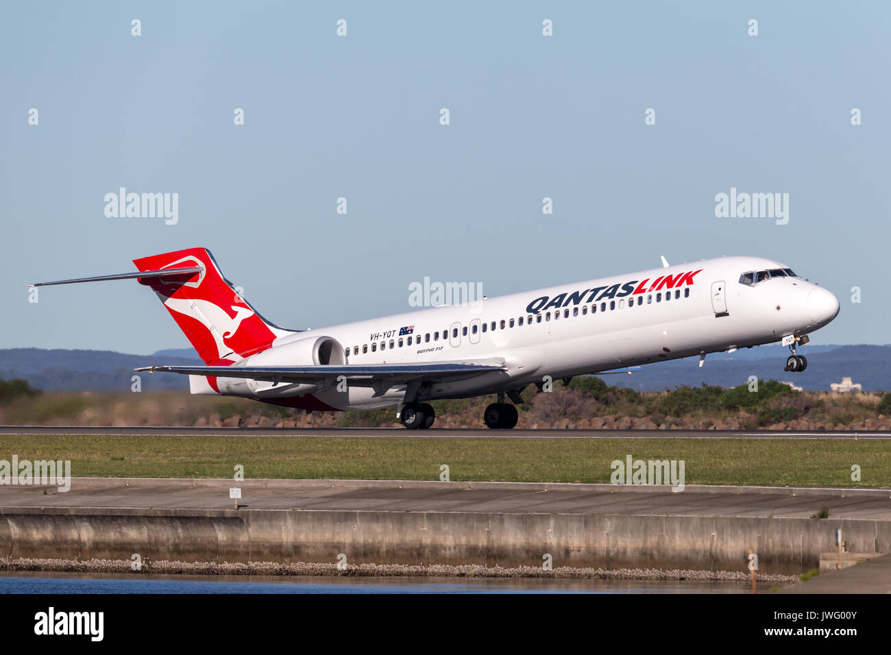 QantasLink (Qantas) Boeing 717 regional jet airliner taking off from ...