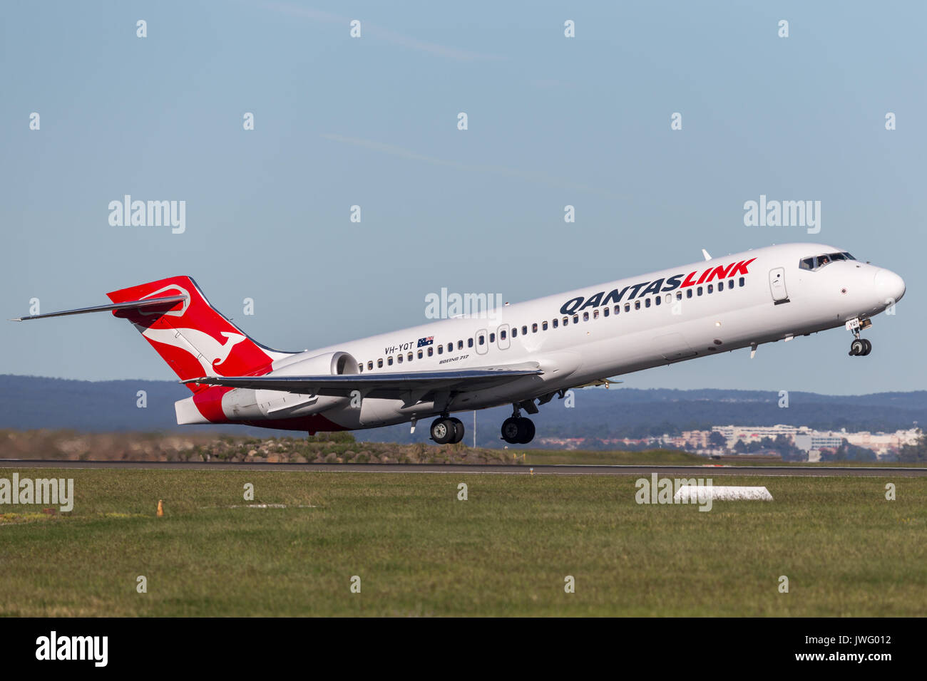 QantasLink (Qantas) Boeing 717 regional jet airliner taking off from ...