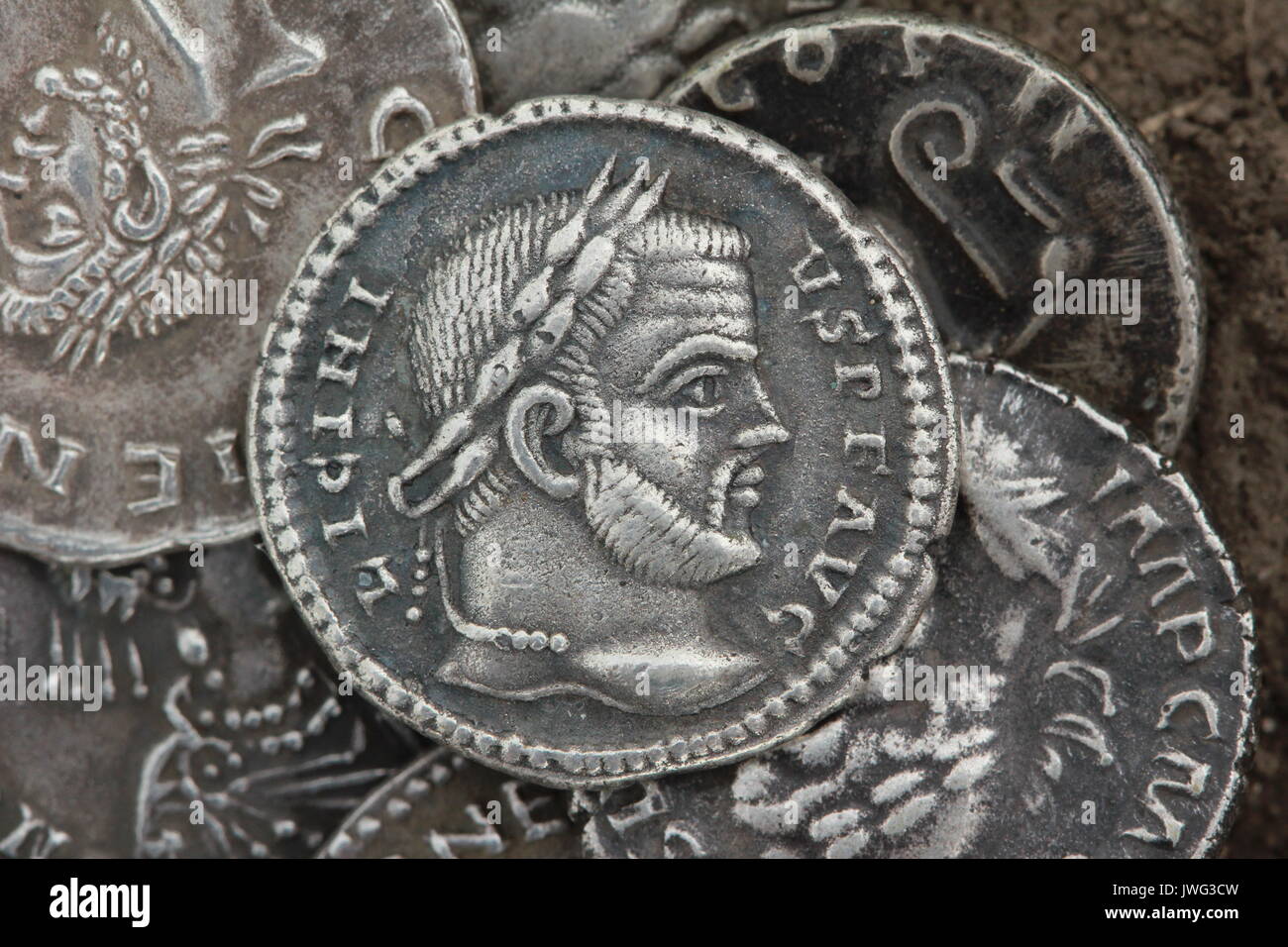 Roman silver coins, denarius Stock Photo - Alamy