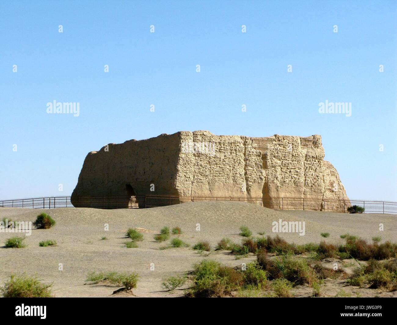 Jade Gate, a Chinese watchtower made of rammed earth at Dunhuang Stock ...