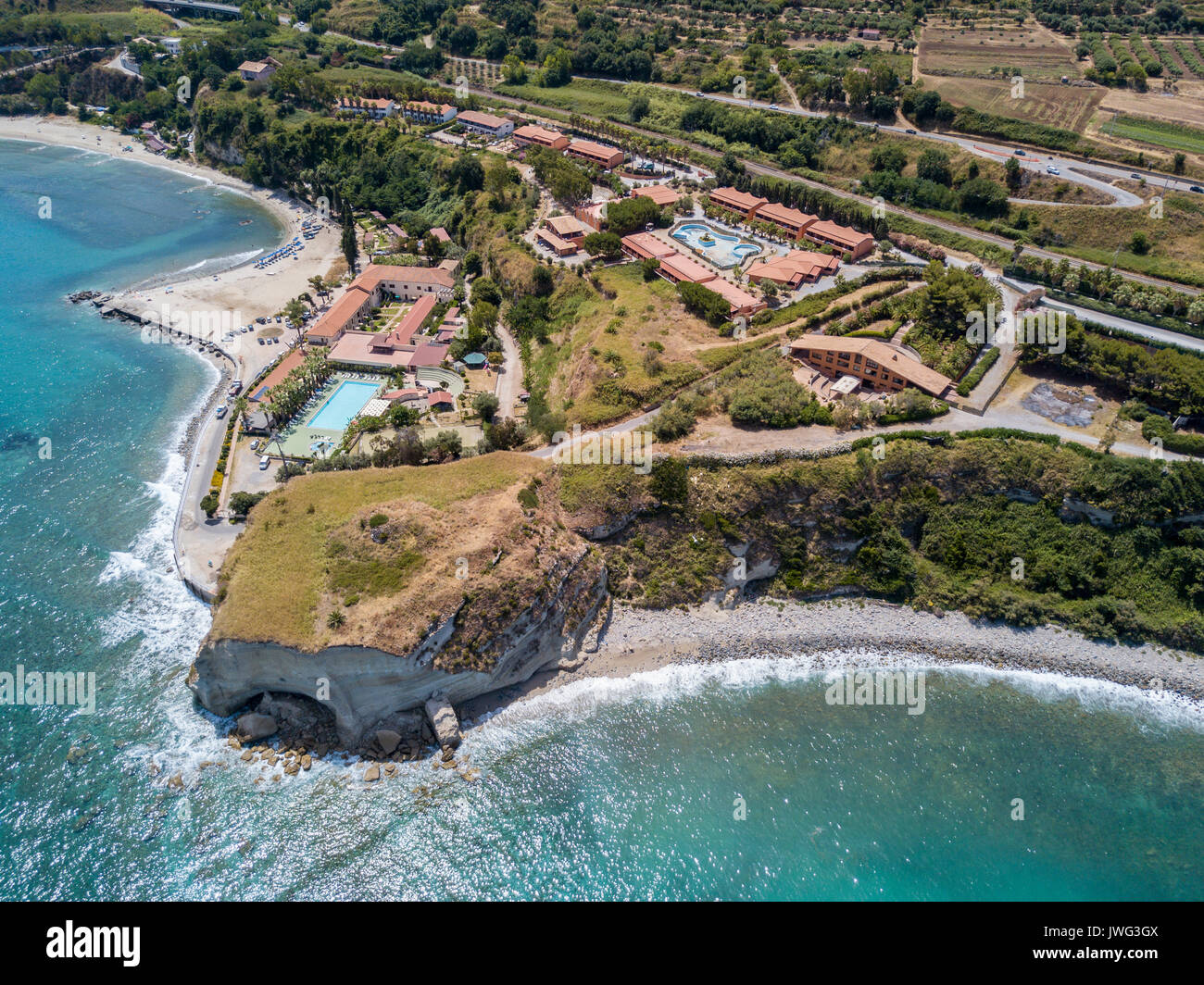 Aerial view of a promontory, coast, cliff, cliff overlooking the sea ...