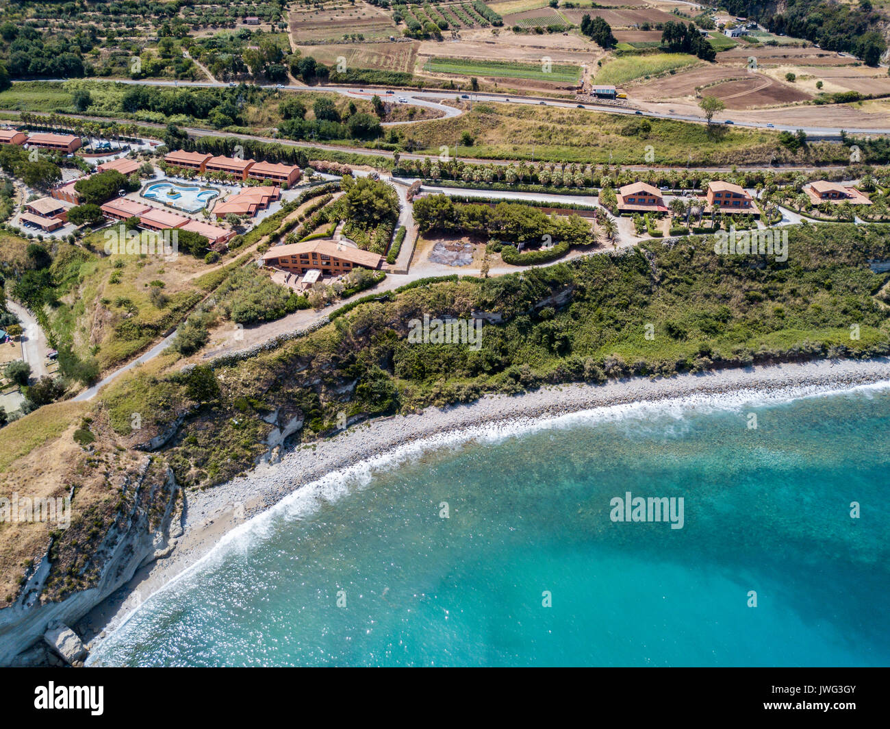 Aerial view of a promontory, coast, cliff, cliff overlooking the sea ...