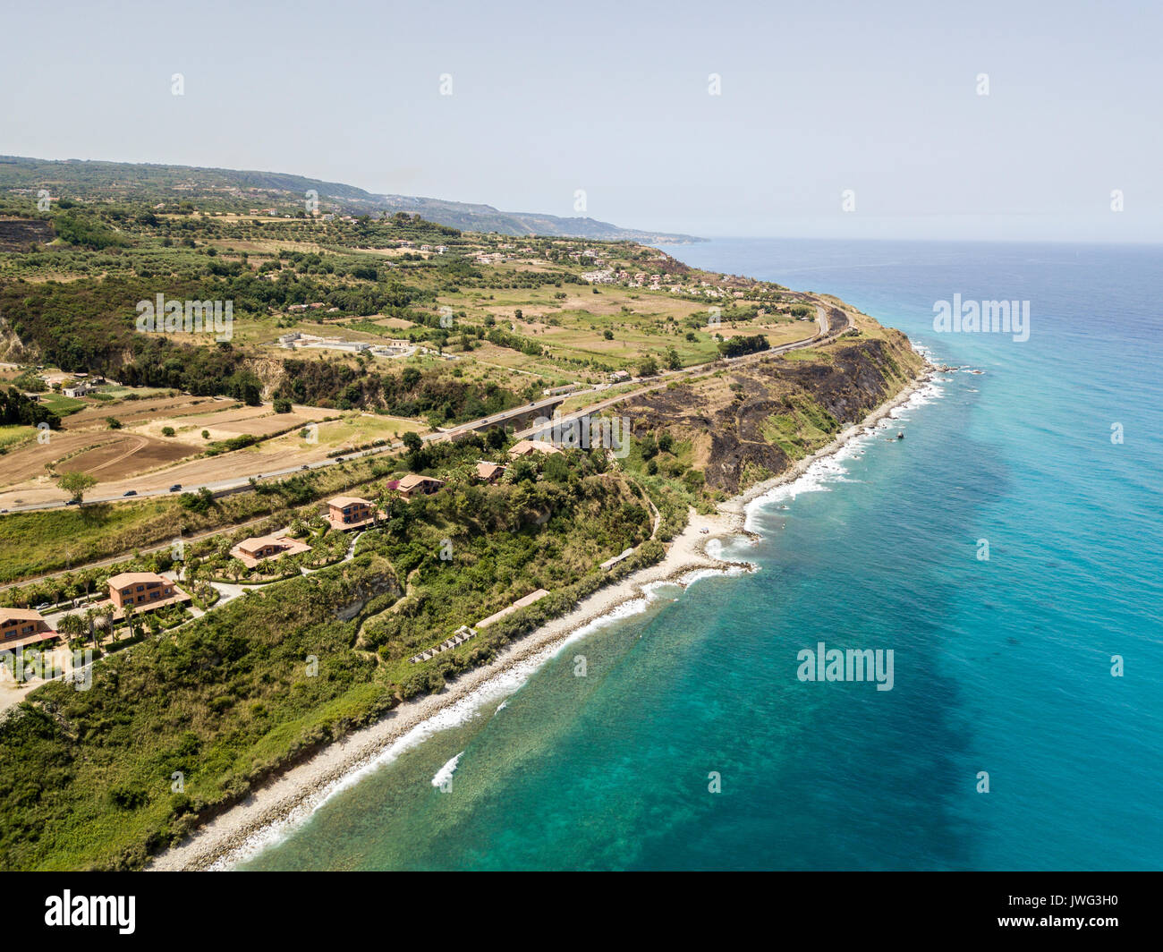 Aerial view of a promontory, coast, cliff, cliff overlooking the sea ...