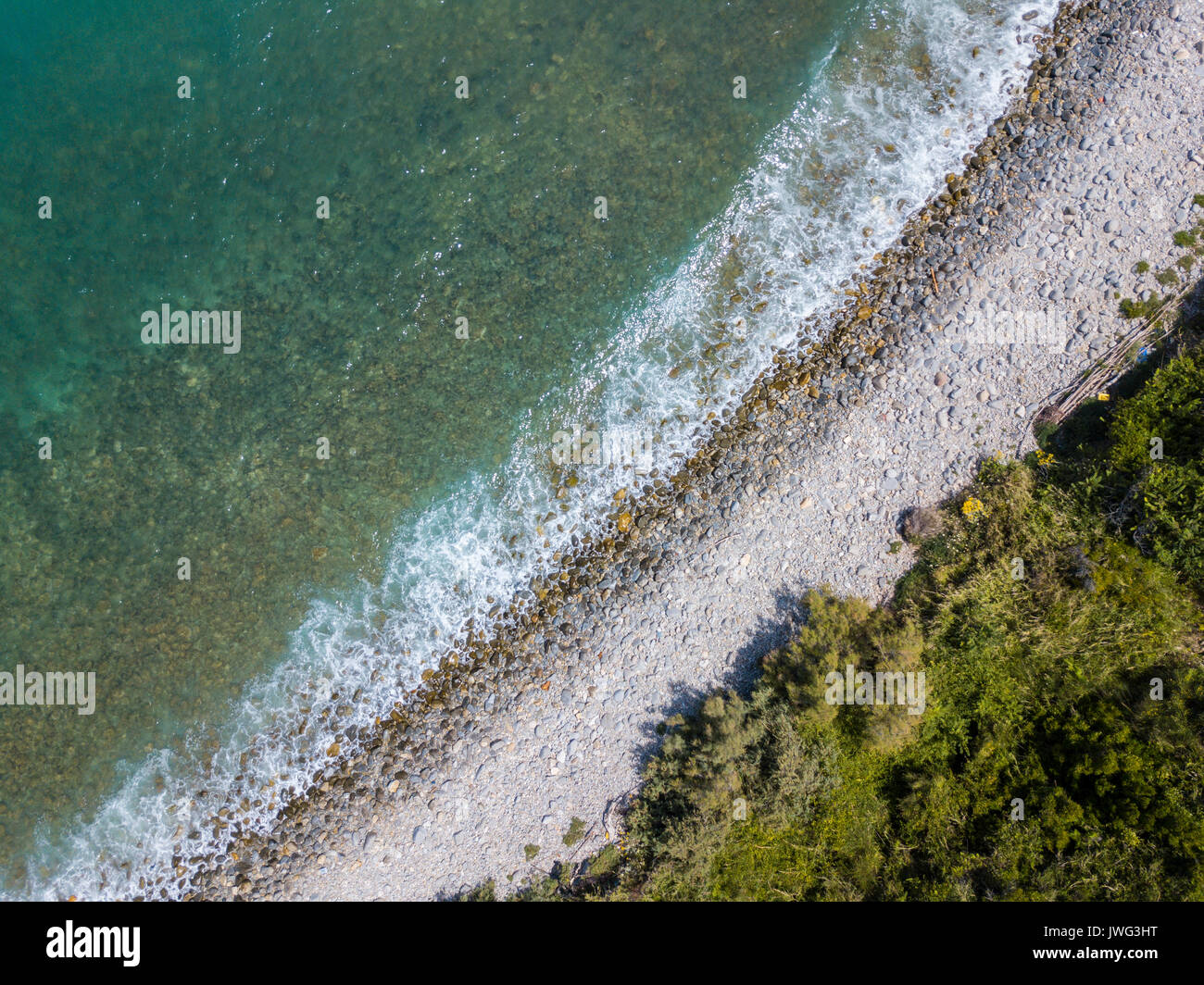 Aerial view of a beach, coast, cliff, cliff overlooking the sea, Sant ...