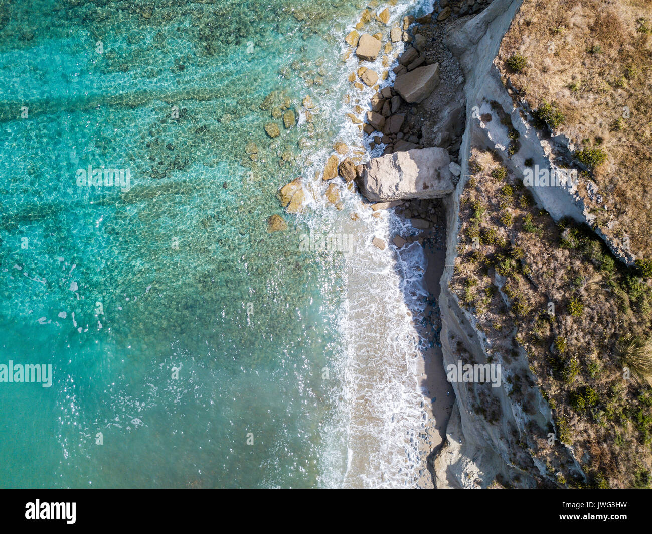 Aerial view of a promontory, coast, cliff, cliff overlooking the sea ...