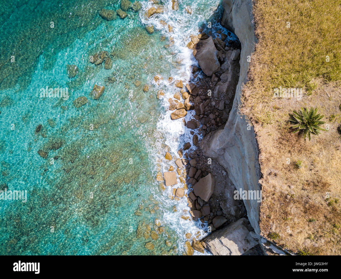 Aerial view of a promontory, coast, cliff, cliff overlooking the sea ...